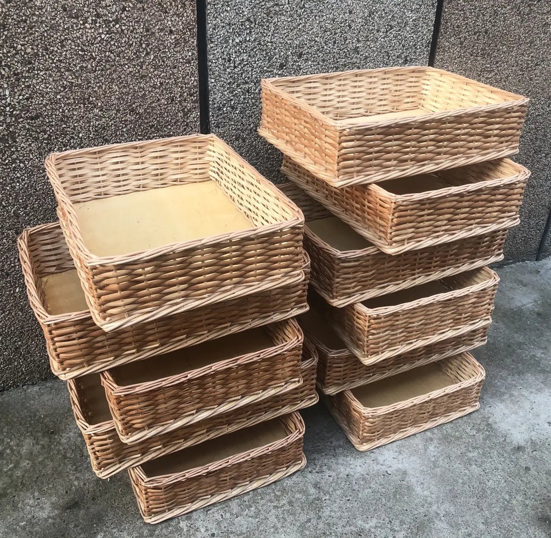 Natural Woven Wicker Storage Baskets, Kitchen Decor, Large Wicker ...