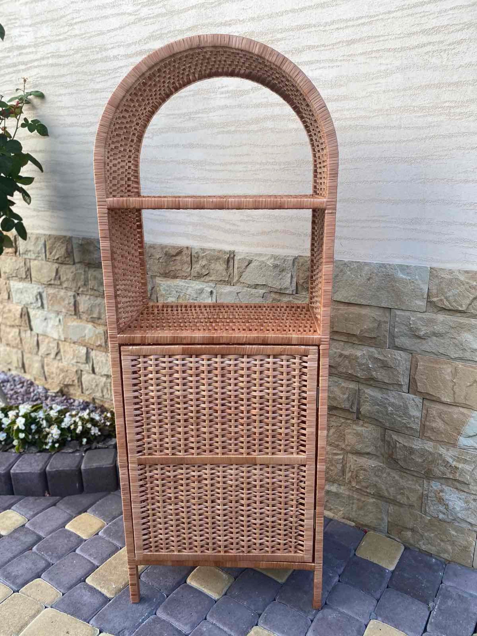 Large Rattan Wicker Display Shelf With 3/4 Tier + Bottom Closed ...