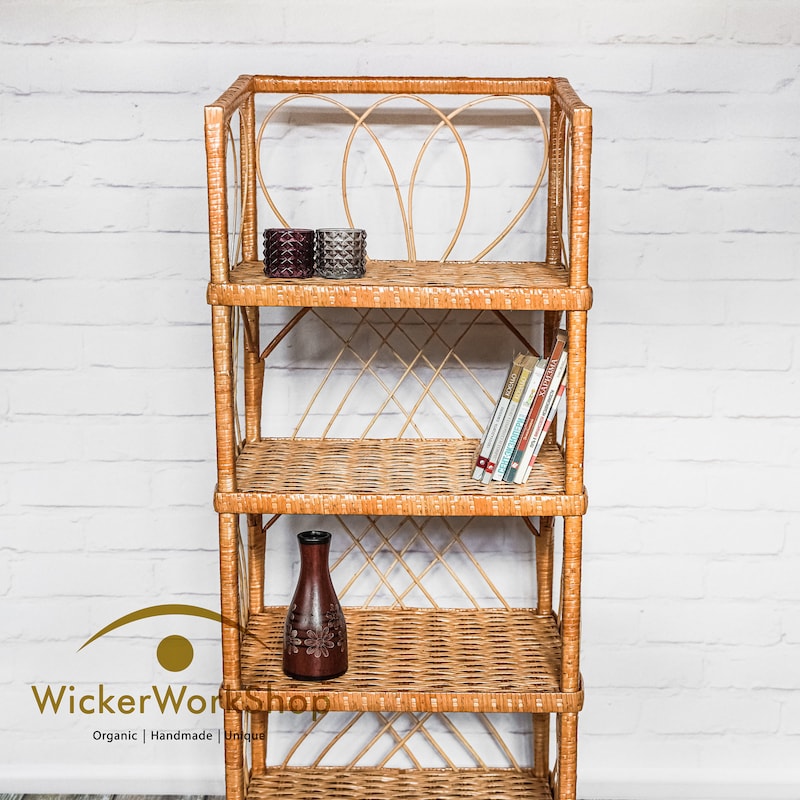 Rattan Shelf Bookcase - Etsy