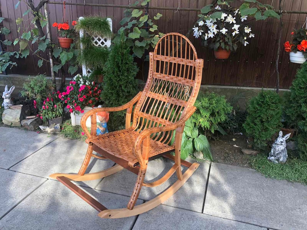 Wicker Rocking Chair, Patio Lounge Rattan Rocking Chair, Patio ...