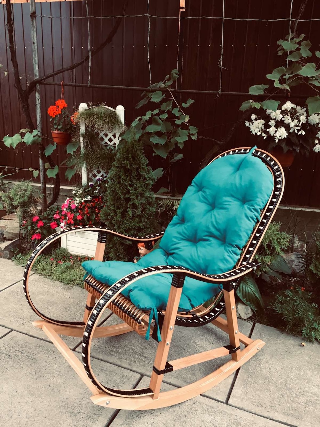 Wicker Rocking Chair, Organic Rattan Rocker Available With Cushion in ...