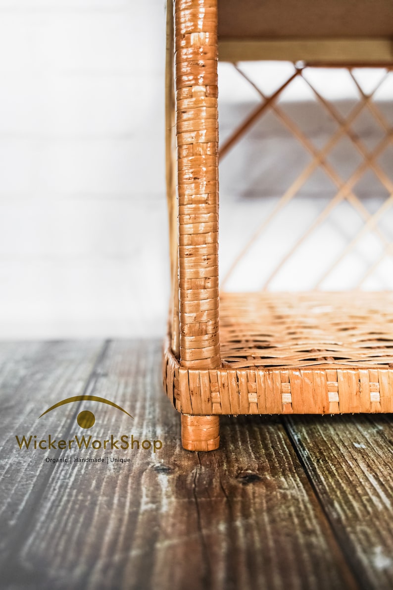 Shelving Unit Wicker Shelving Unit Wooden Shelf Wicker | Etsy