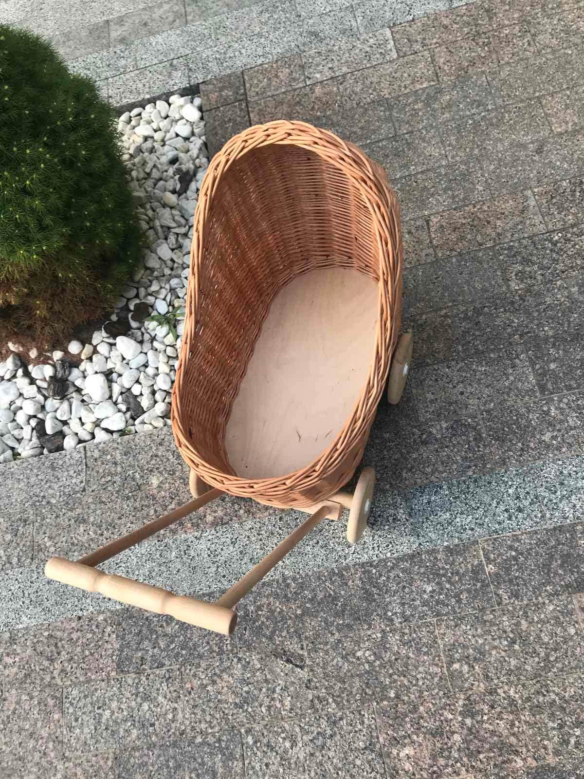 Wicker Baby Walker Push & Pull Baby Doll Pram, Wicker Stroller Wooden ...