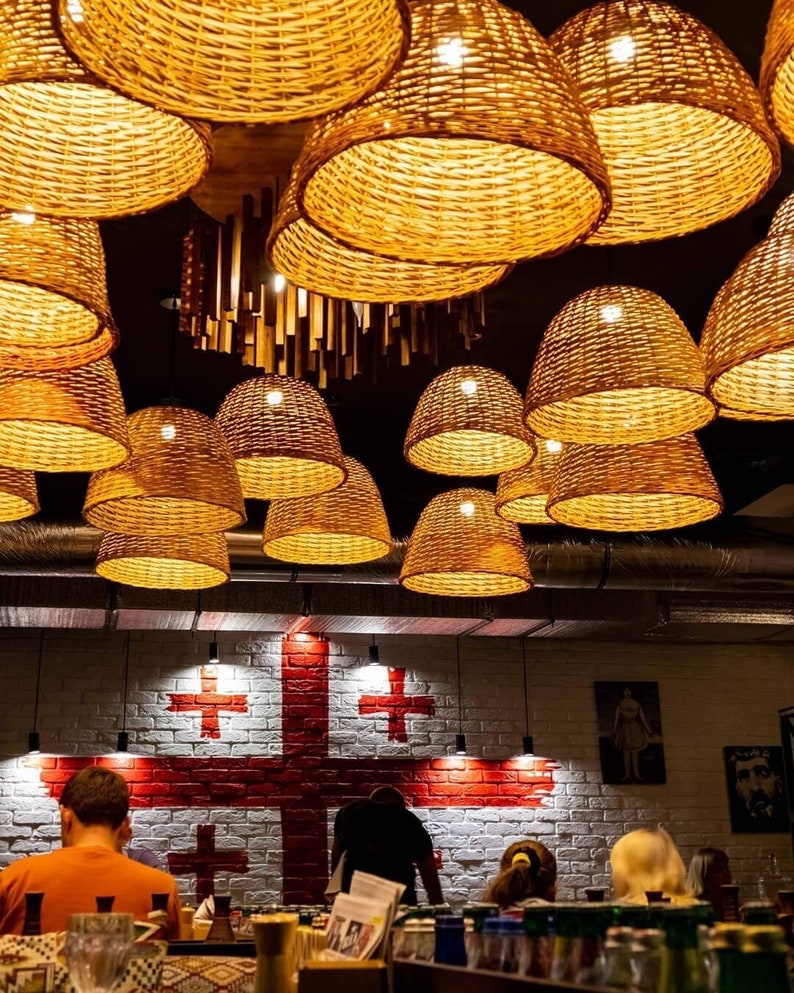 Rattan Chandelier Ceiling Decor Wicker Pendant Light - Etsy