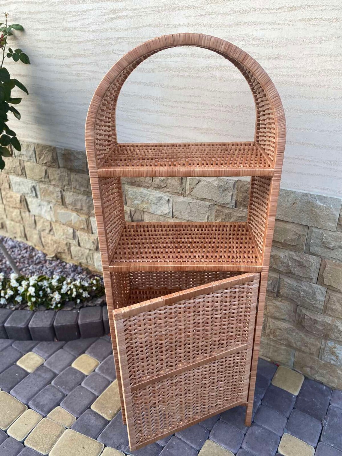 Large Rattan Wicker Display Shelf With 3/4 Tier + Bottom Closed ...