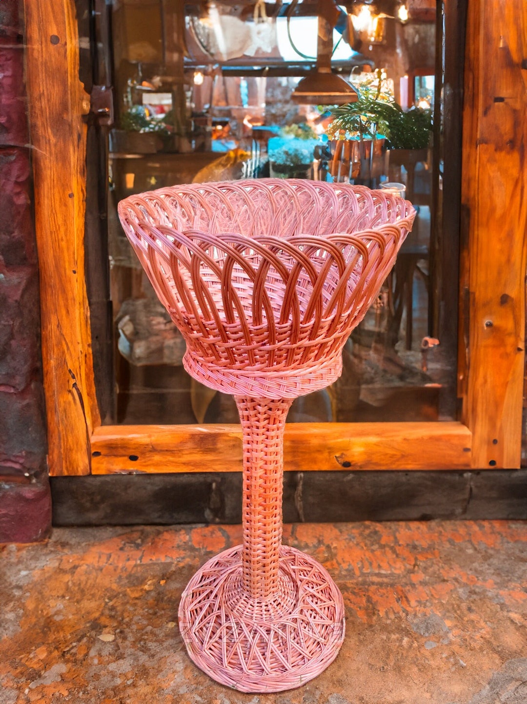 30" Wicker Pot Holder Plant Stand, Boho Wicker Flower Stand, Rattan ...