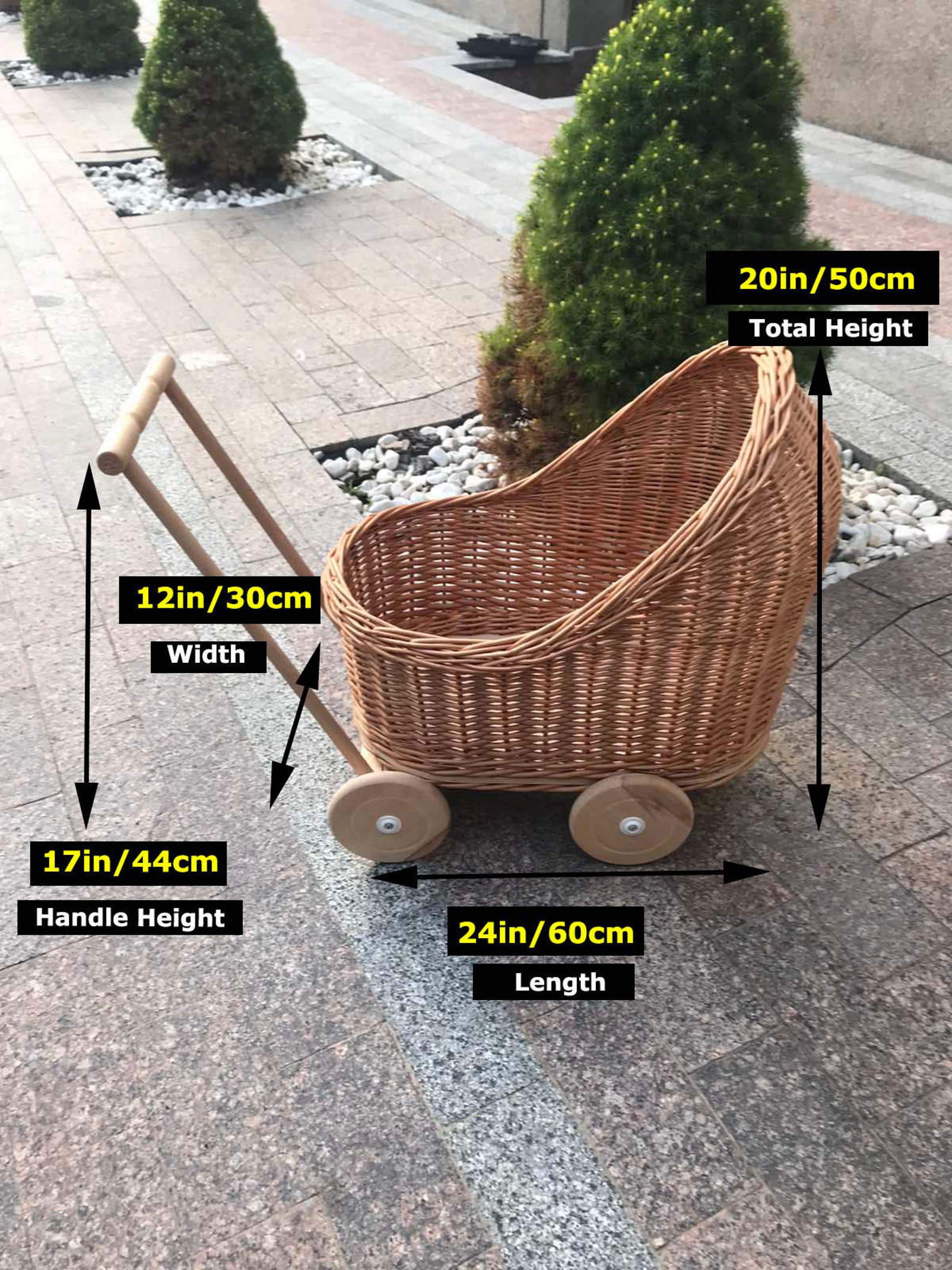 Wicker Baby Walker Push & Pull Baby Doll Pram Wicker Stroller | Etsy