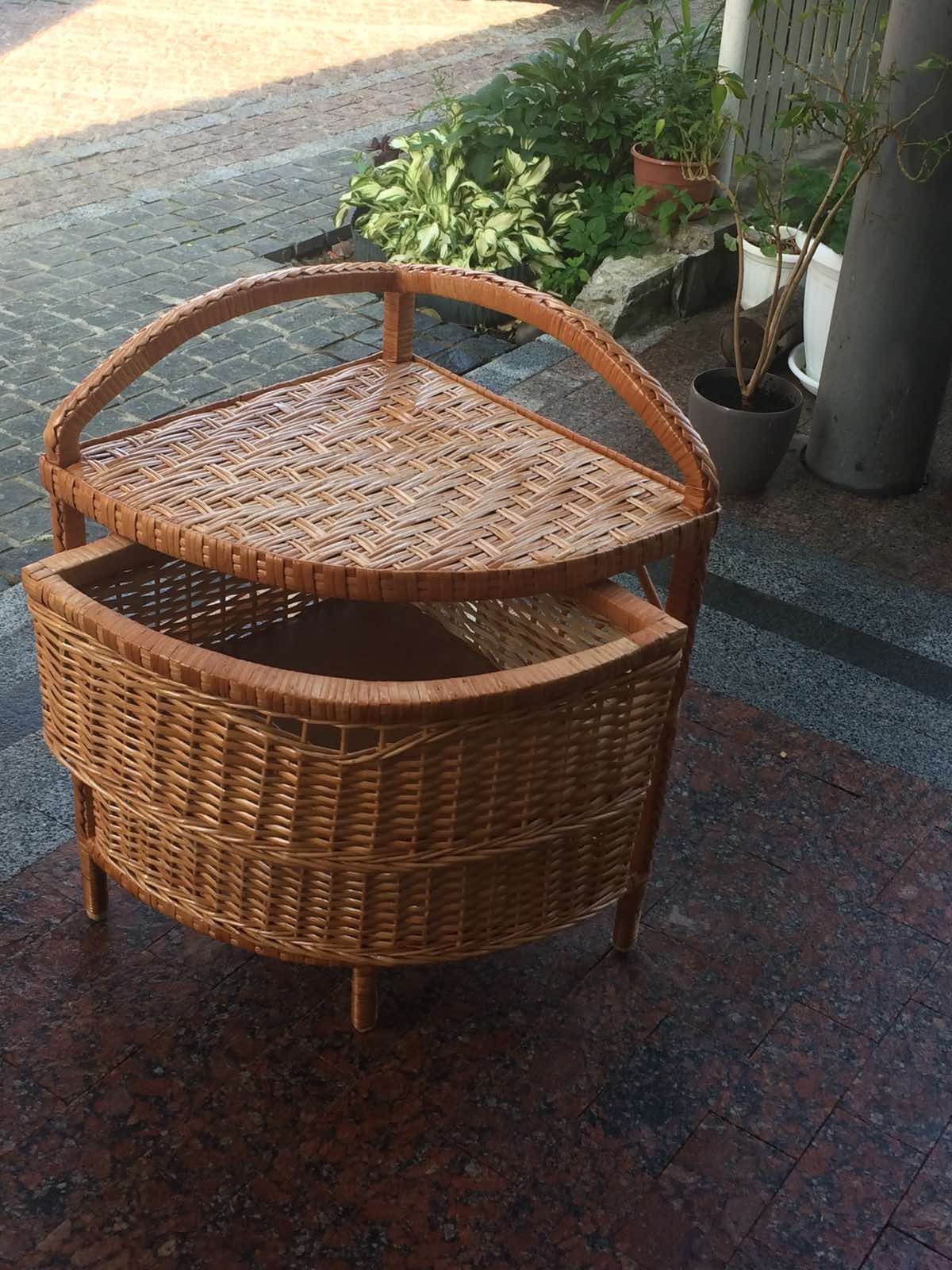 Corner 2-tier Wicker Drawer Wood Small Chest of Drawers | Etsy