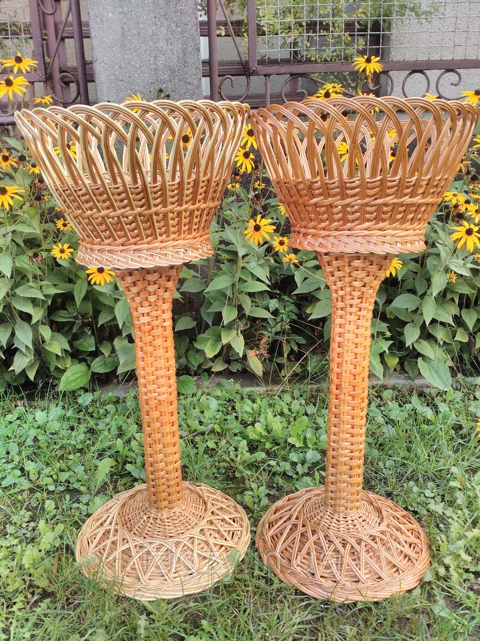 30 Wicker Pot Holder Plant Stand Boho Wicker Flower | Etsy