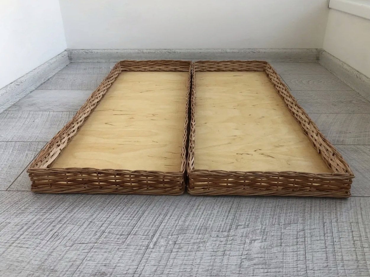 Wicker Shallow Display Basket, Flat Wicker Display Tray, Display Tray ...