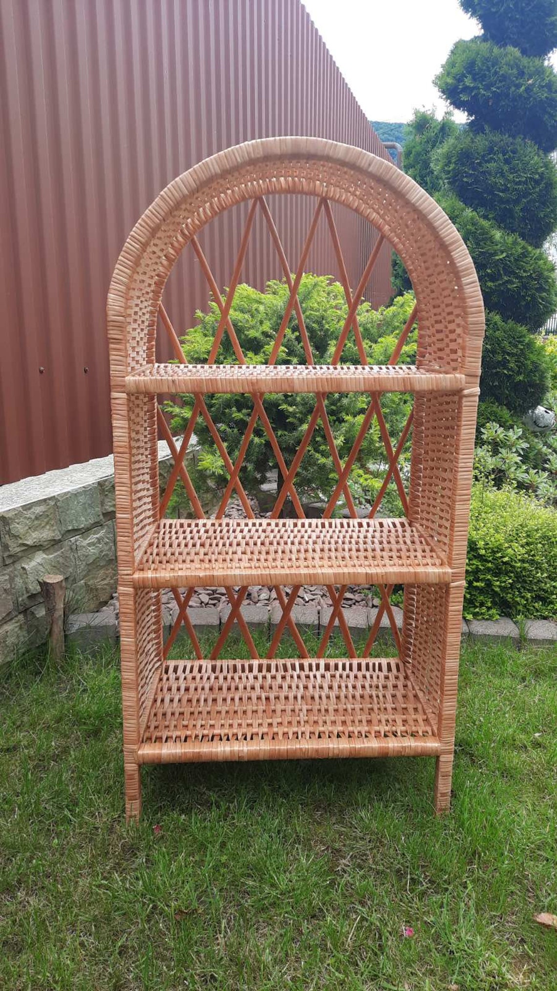 Large Rattan Wicker Display Shelf With 3/4 Tier + Bottom Closed ...