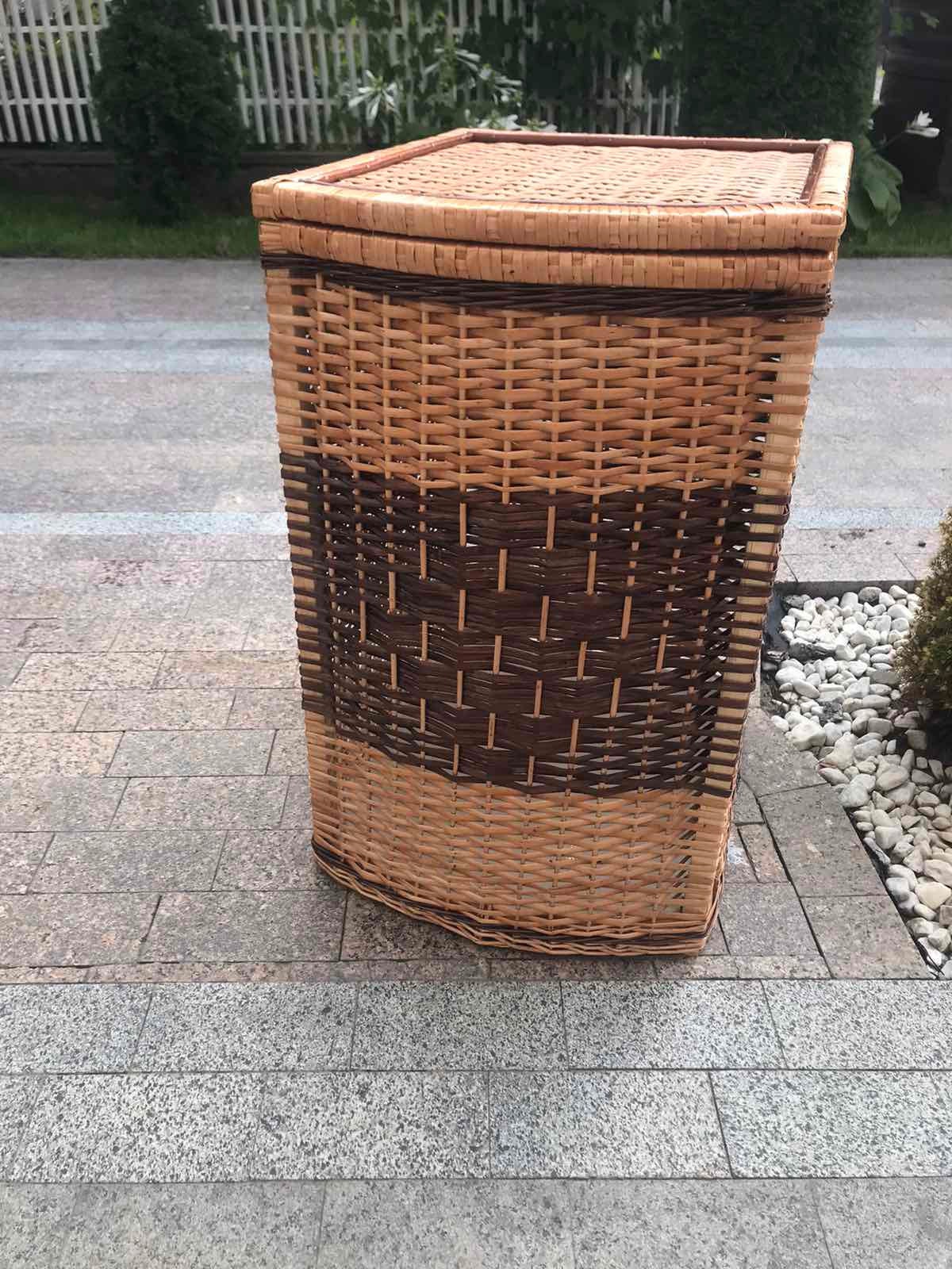 Wicker Laundry Hamper With Lid Boho Laundry Basket Dark - Etsy