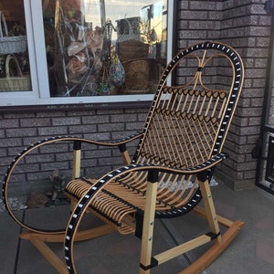 Wicker Rocking Chair, Organic Rattan Rocker Available With Cushion in ...