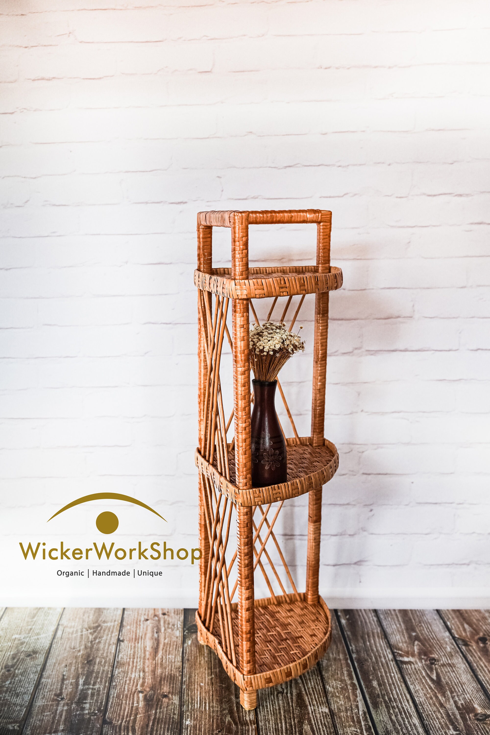 Corner Shelftiered Plant Standwicker Shelvestriangle - Etsy