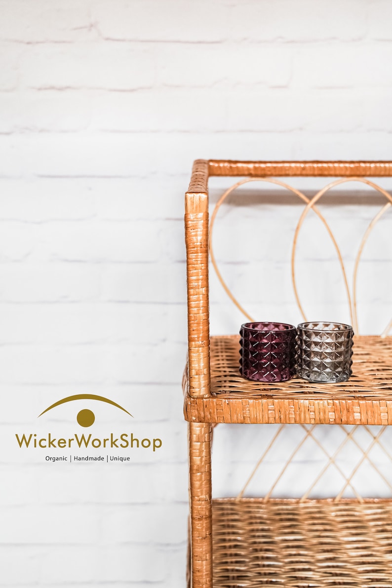 Shelving Unit Wicker Shelving Unit Wooden Shelf Wicker | Etsy