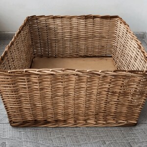 Large Square Rattan Storage Basket, Wicker Storage Box, Garden Harvest ...