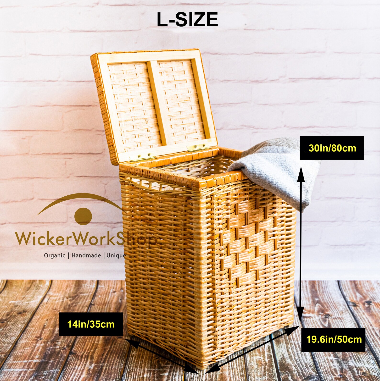Woven Wicker Laundry Basket With Lid Avaialble in 3 Sizes - Small ...