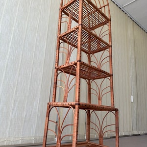 Tall Rattan Freestanding Shelf, 56/69 Inches Wicker Shelf, Vintage ...