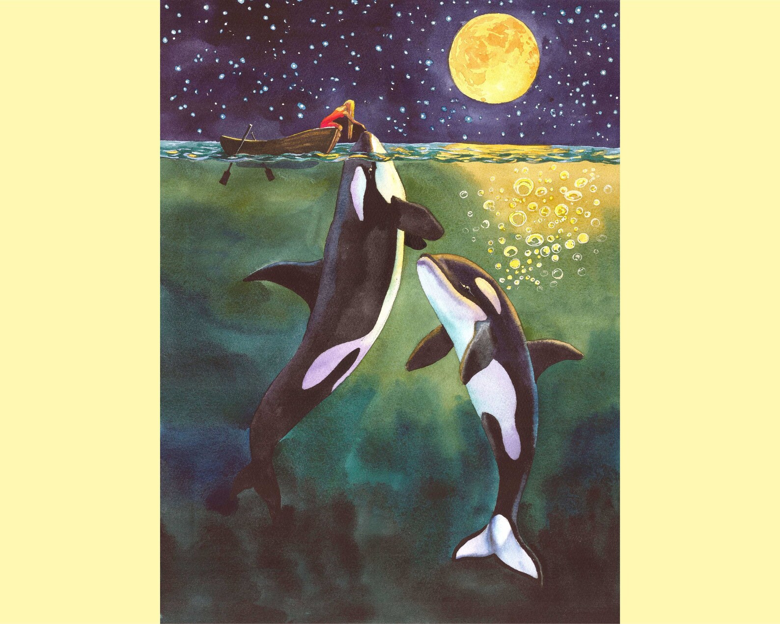 Orca Whale Painting Watercolor Painting Whale Painting Orca - Etsy