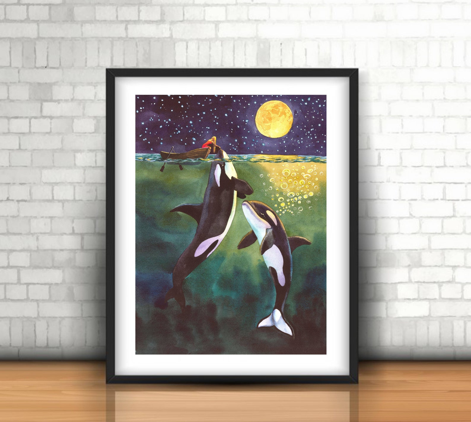 Orca Whale Painting Watercolor Painting Whale Painting Orca - Etsy