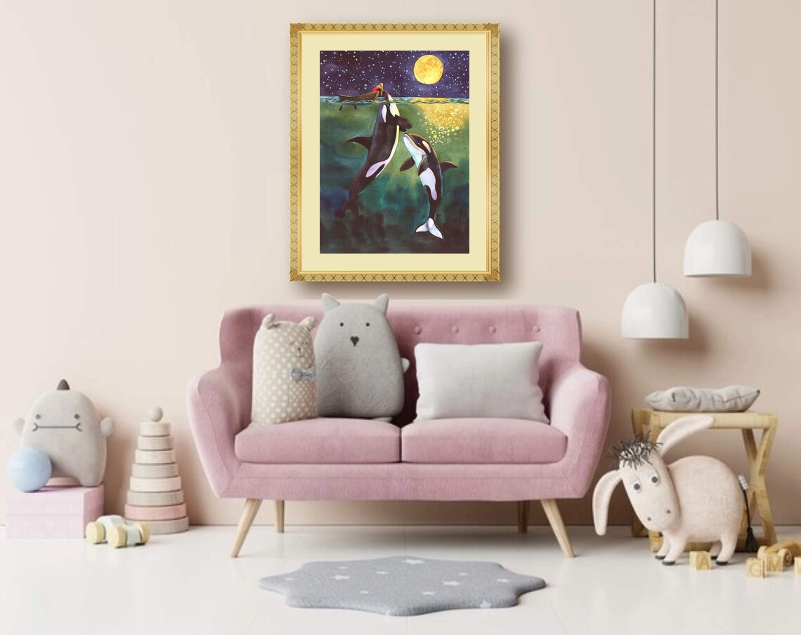 Orca Whale Painting Watercolor Painting Whale Painting Orca | Etsy