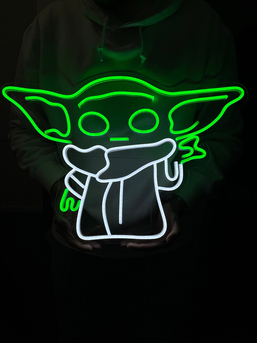 Yoda Neon Sign Baby Yoda Led Neon Sign Grogu Flex Neon Star Wars Custom ...