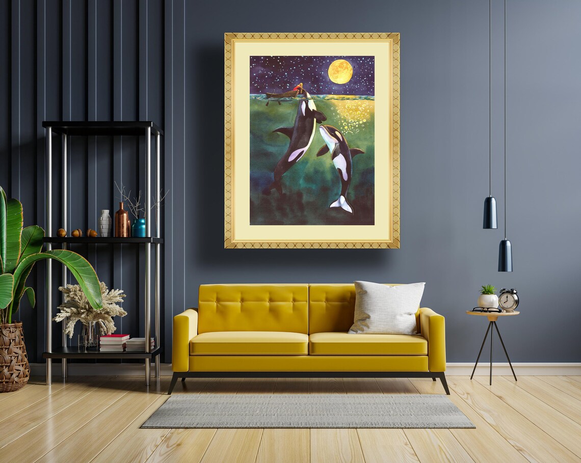 Orca Whale Painting Watercolor Painting Whale Painting Orca - Etsy