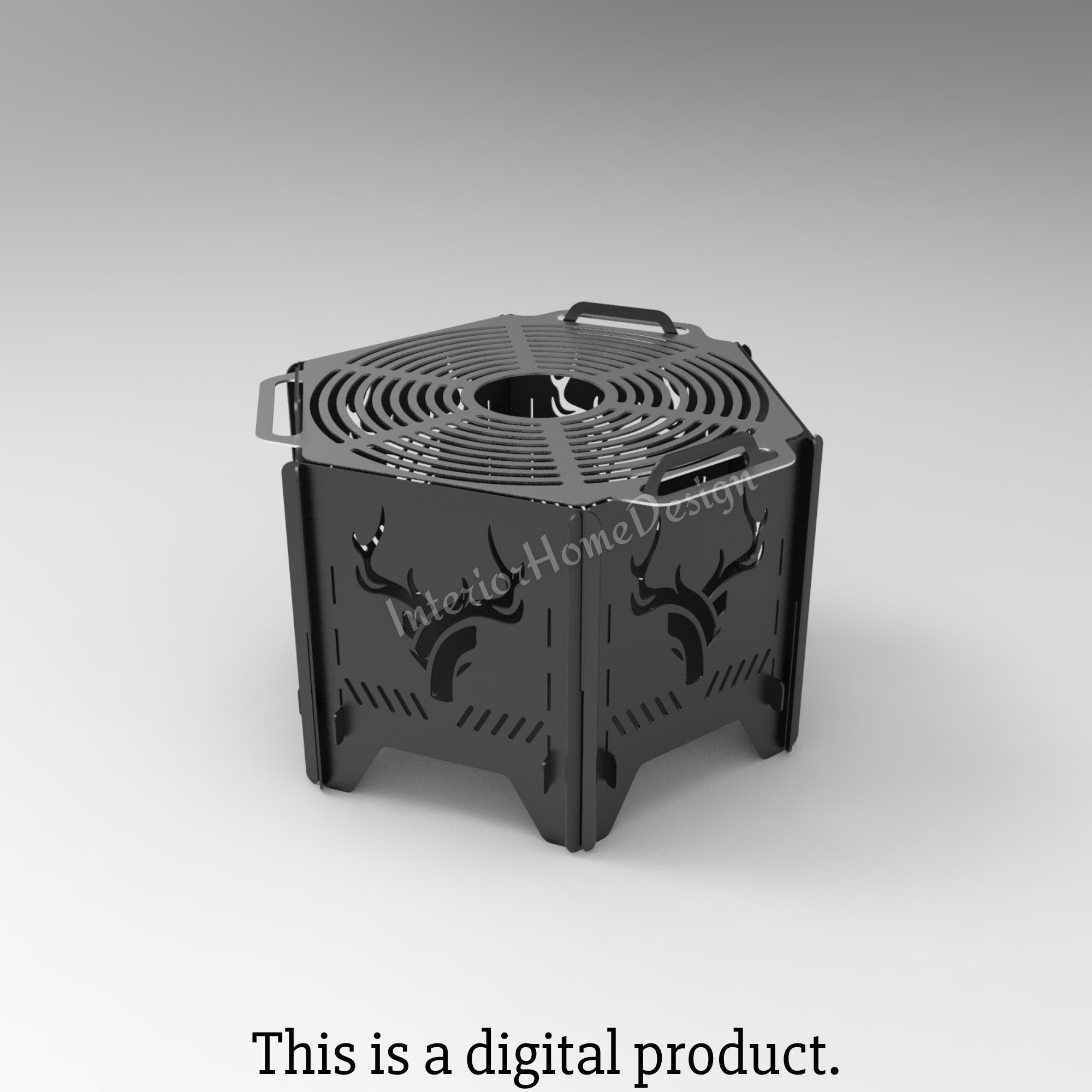Hexagon Deer Fire Pit Dxf, Dxf Files for Plasma,fire Pit Portable ...