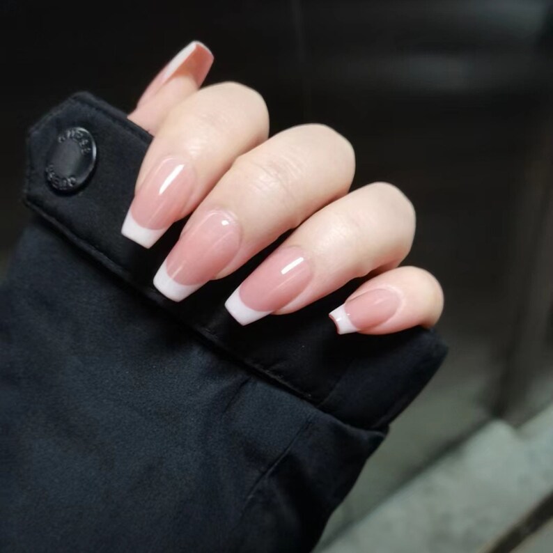 Handmade French Tip Press on Nails, Nude Gradient, Bridal Nails - Etsy