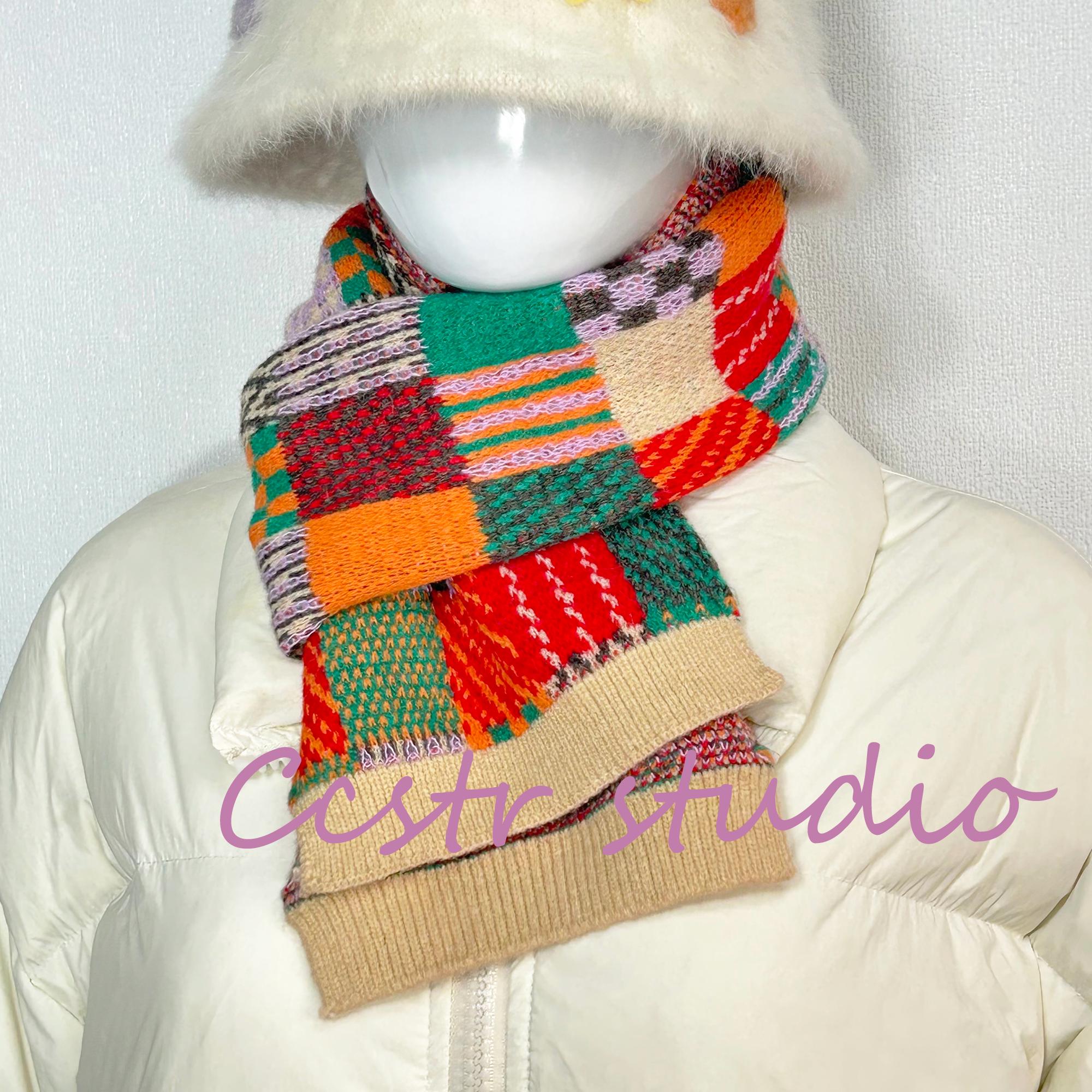 Handmade Rainbow Plaid Knitted Scarf: Wool Blend Winter Shawl - Etsy