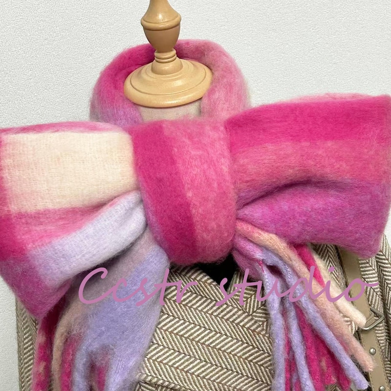 Purple Plaid Mohair Scarf - Etsy