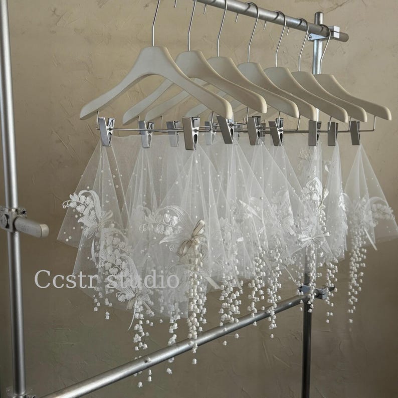 Lily of the Valley Wedding Veil: Vintage Pearl Bow, Floral Lace - Etsy