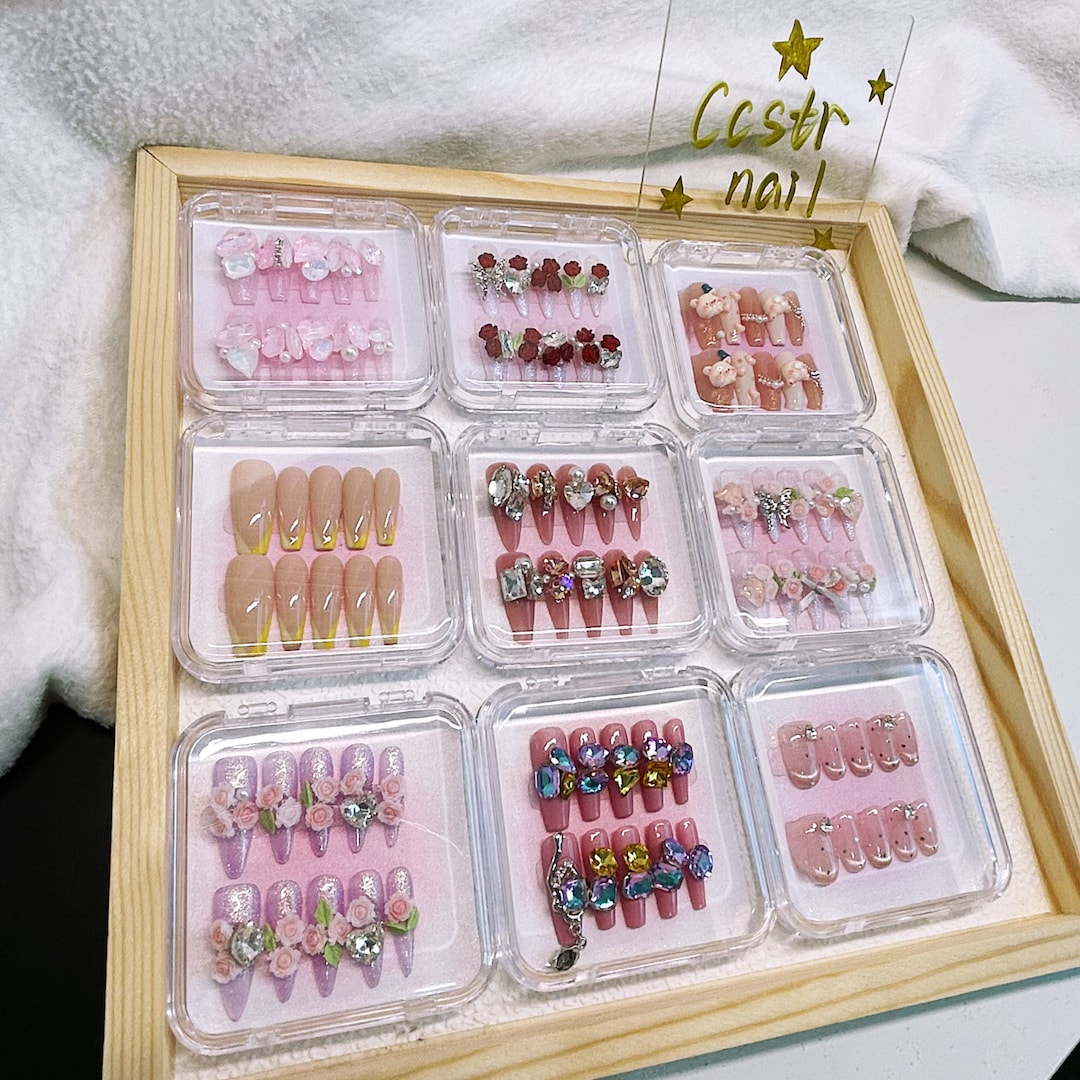 4 Sets Mystery Boxed Pressed Nails, Randomly Selected Nails, Lucky Box ...