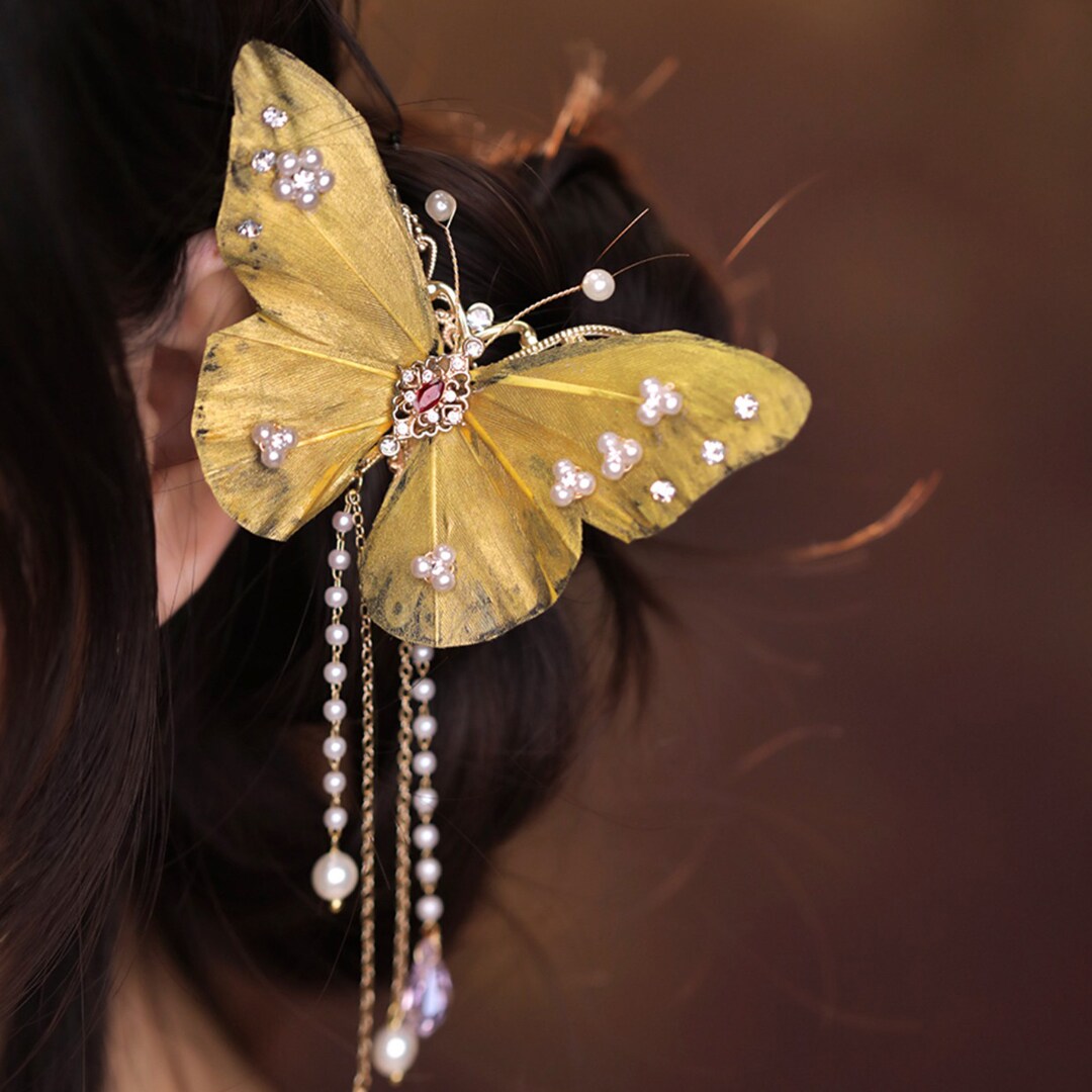 Butterfly Hair Clips, Forest Girl Hair Accessories, Butterfly Fringe ...