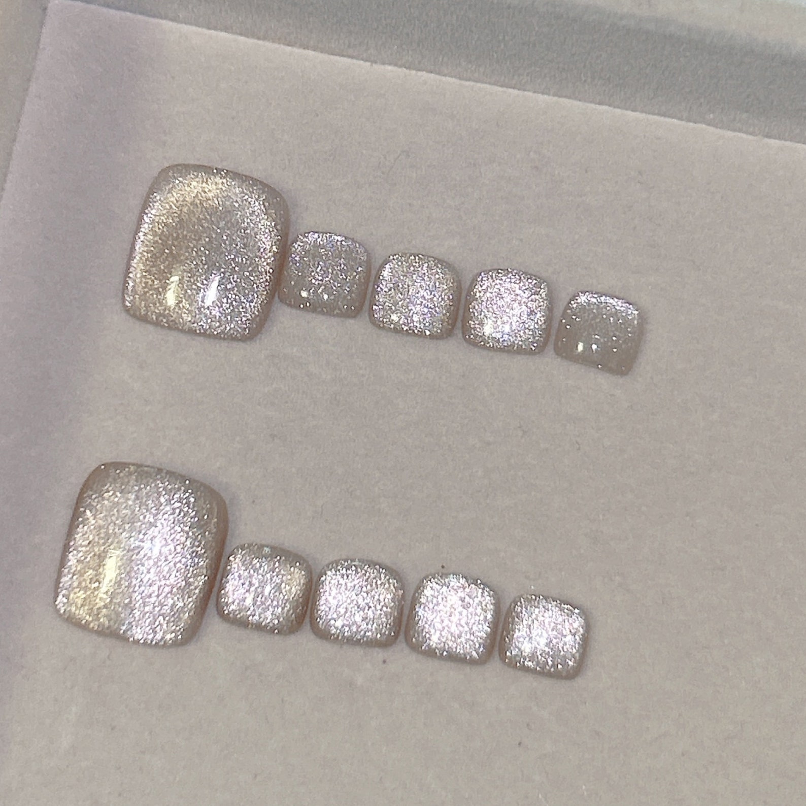 Handmade Silver Cat Eye Toenail Patches: Short Manicure - Etsy