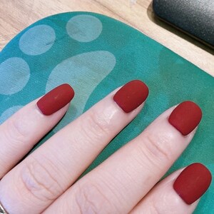 Red Velvet Matte Red Nails, Glamorous Red Nails, Solid Color Elegant ...