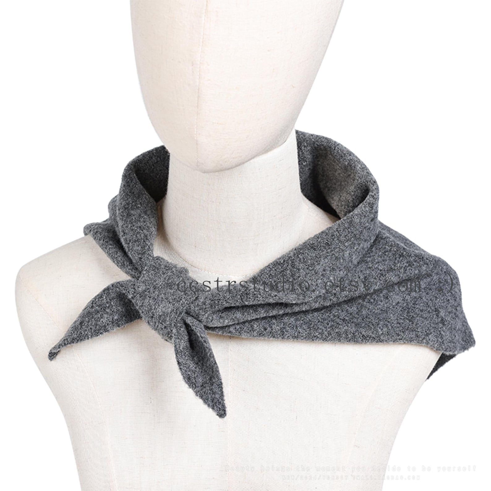 Gray Wool Blend Triangle Scarf: Soft Knit French Style Scarf - Etsy