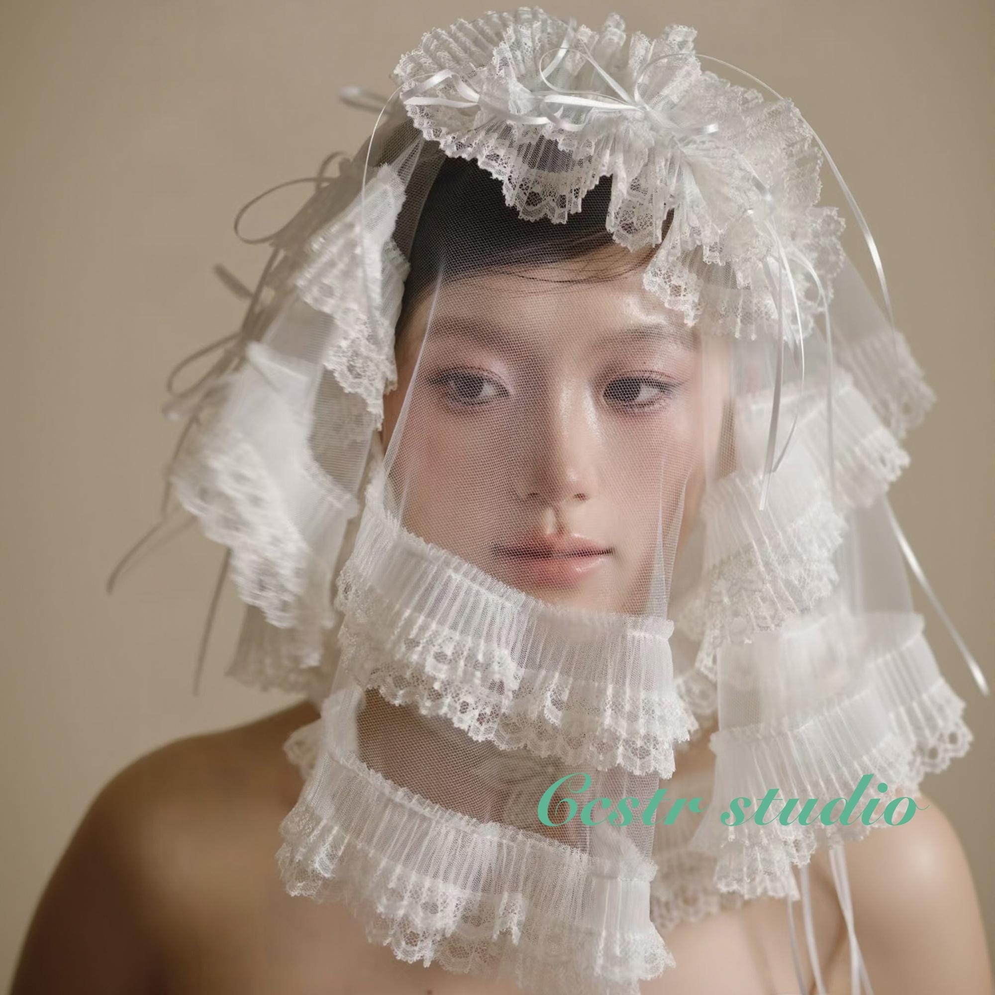 Bow Lace Veil, White Lace Bridal Veil, Romantic Wedding Headdress, Bow ...