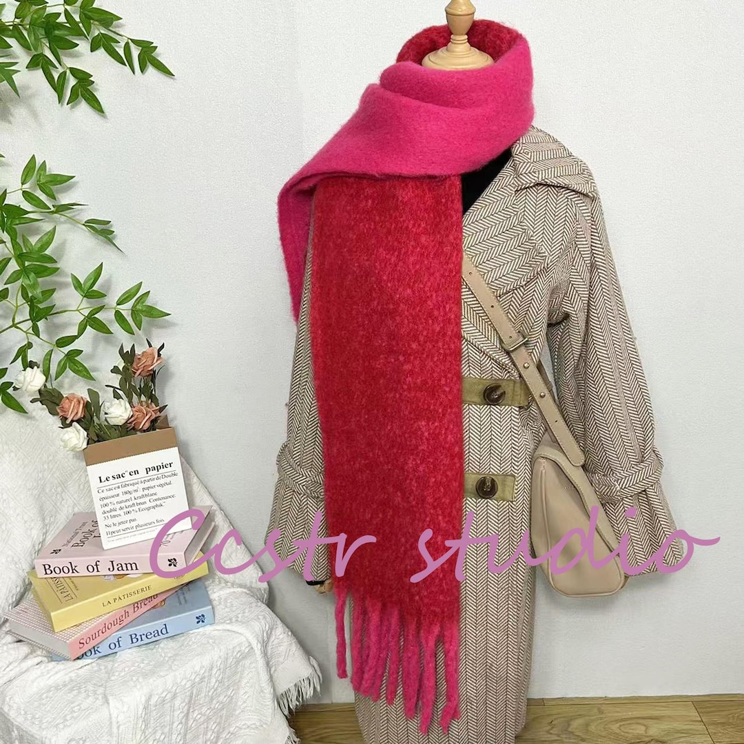 Soft Gradient Two-color Mohair Scarf | Winter Warm Scarves | Classic ...