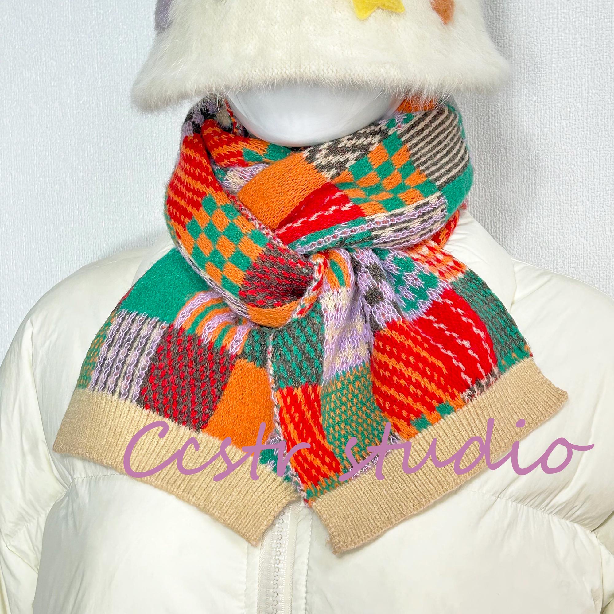 Handmade Rainbow Plaid Knitted Scarf: Wool Blend Winter Shawl - Etsy
