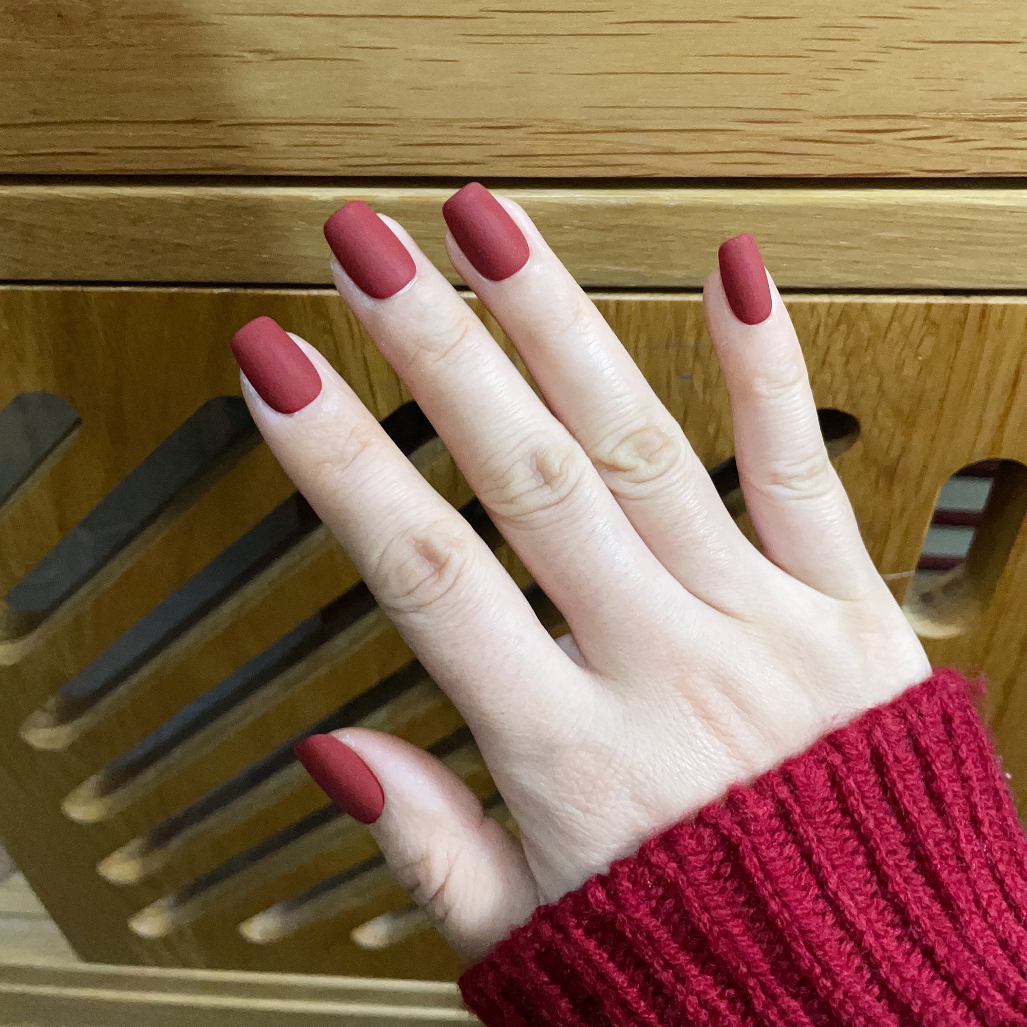 Red Velvet Matte Red Nails, Glamorous Red Nails, Solid Color Elegant ...