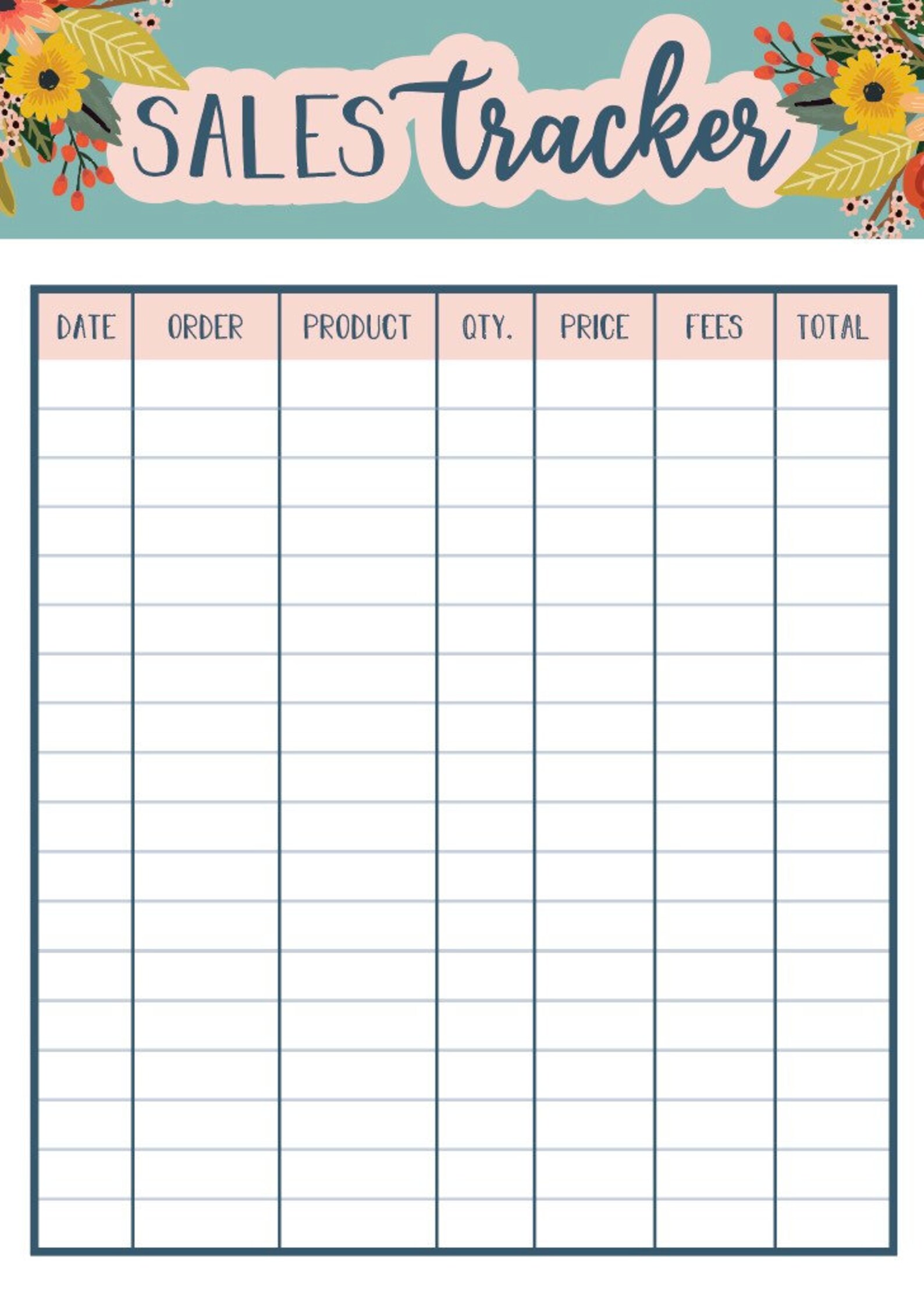 Printable Business Sales Tracker PDF File | Etsy
