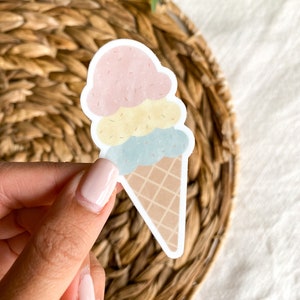 Ice Cream Cone Sticker | Vinyl Waterproof Sticker, Summer Sticker - Etsy