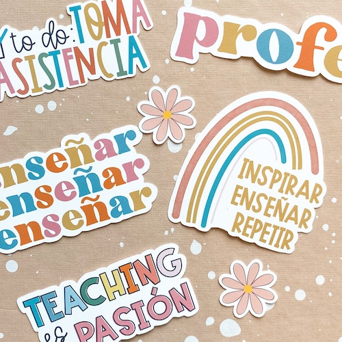 Spanish Bilingual Teacher Sticker Pack Teaching Decals | Etsy