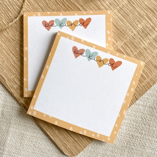 Be Kind Hearts Sticky Notes Mini Notepad Cute Stationery - Etsy