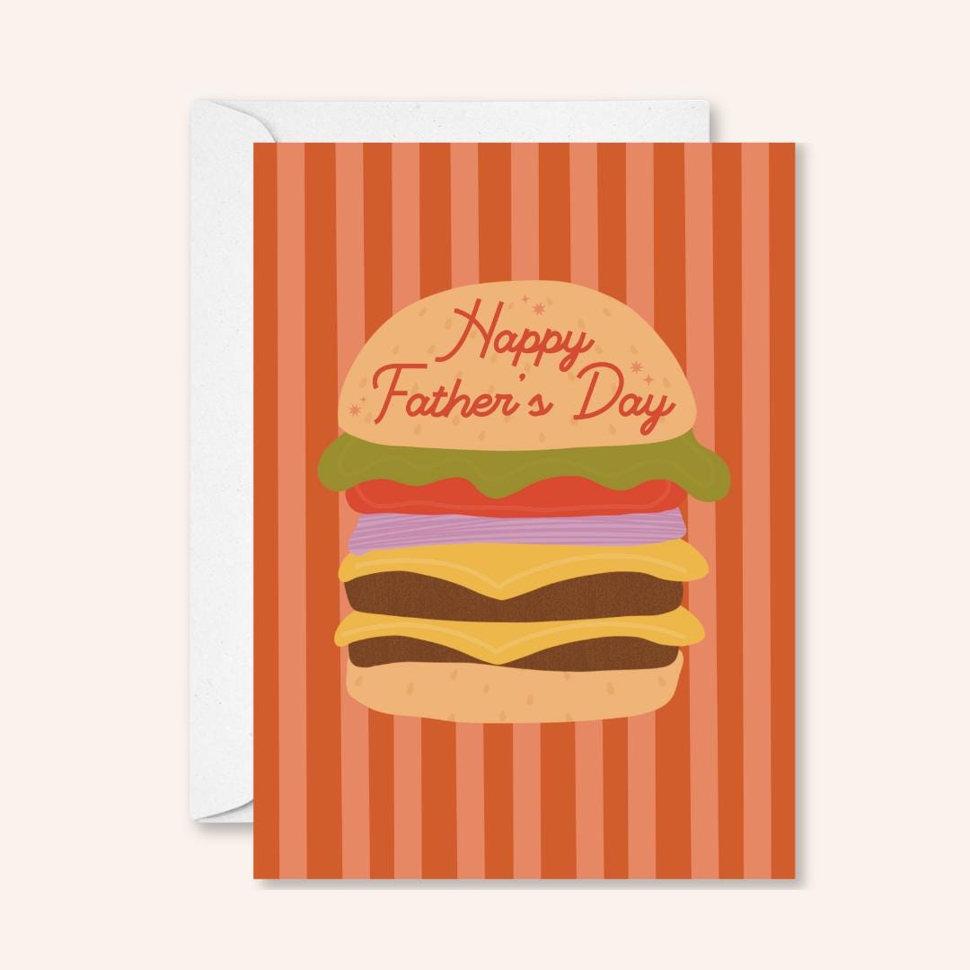 Father's Day Burger | Greeting Sticker Card for Dad, Grandpa, Uncle - Etsy