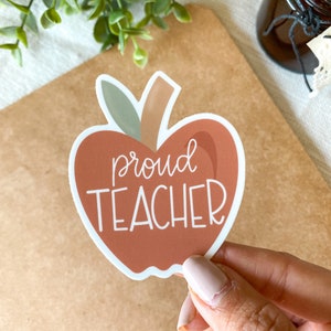 Apple Teacher Sticker | Vinyl Waterproof Sticker, Teacher Sticker ...