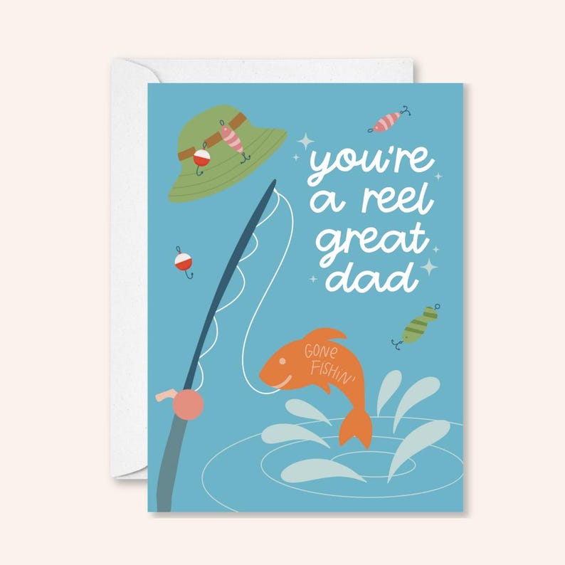 Reel Great Dad Father's Day Greeting Sticker Card | Father's Day, Card ...