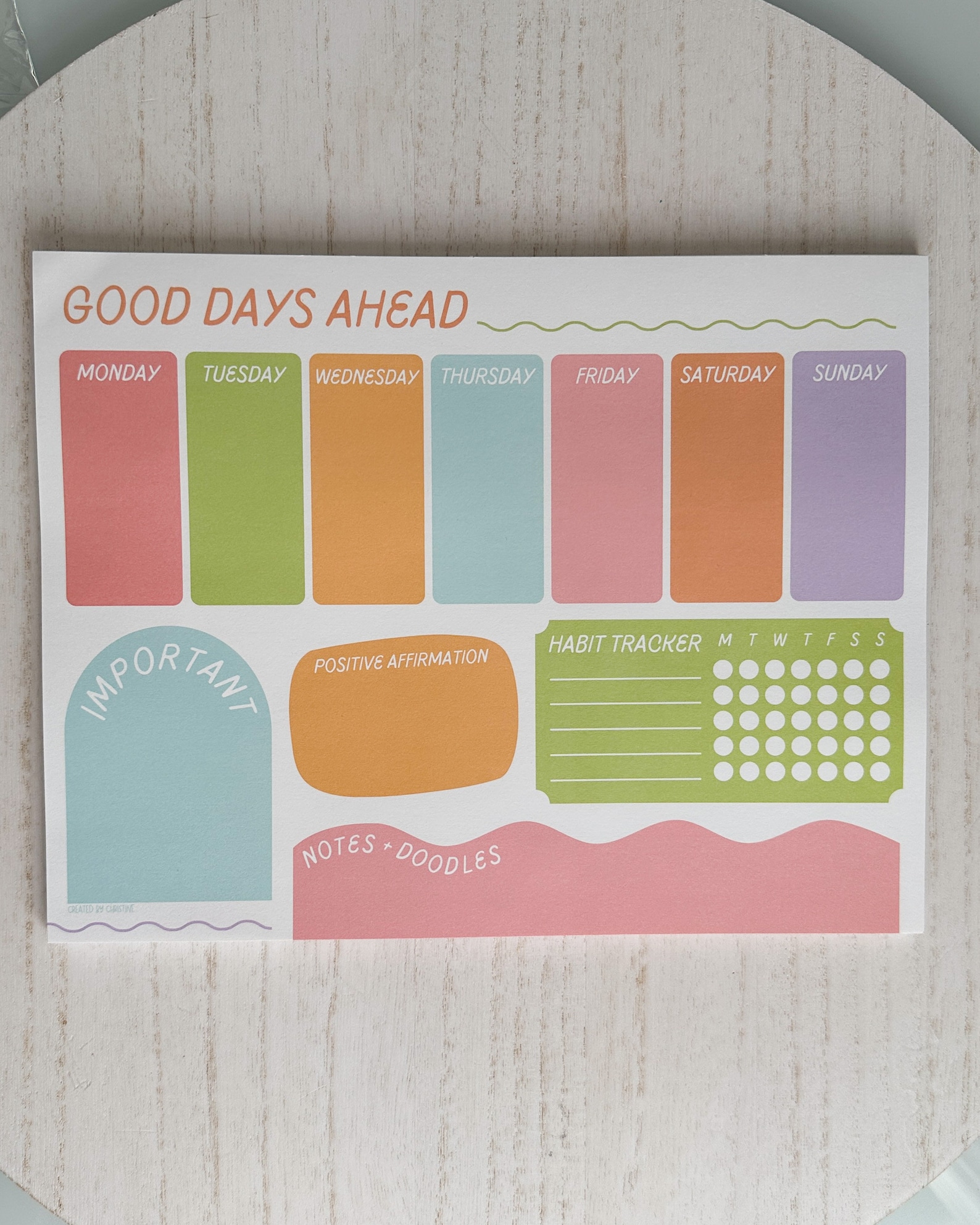 Good Days Ahead Weekly Planner Deskpad | Colorful To-do List - Etsy