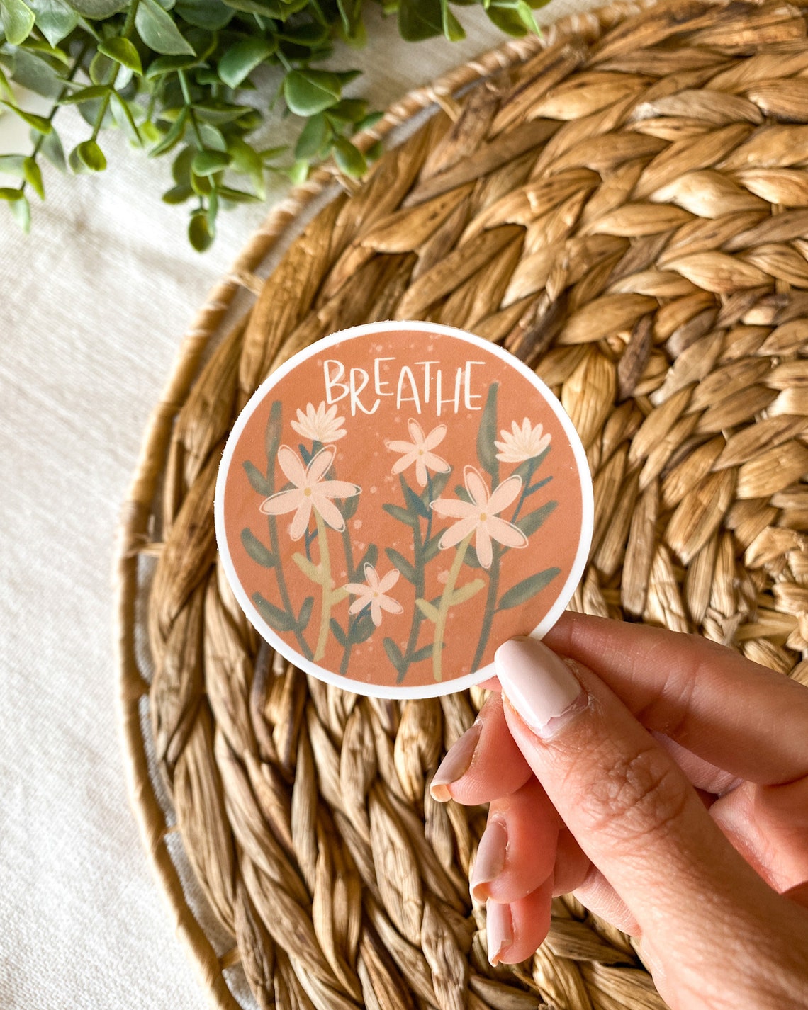 Breathe Floral Sticker Positive Sticker Motivational - Etsy